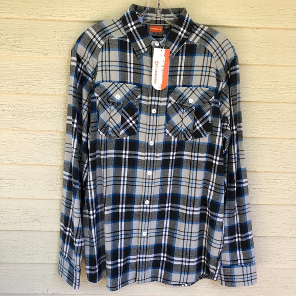 Merrell | Shirts | Merrell Bluegrayblack Flannel Shirtnwt | Poshmark